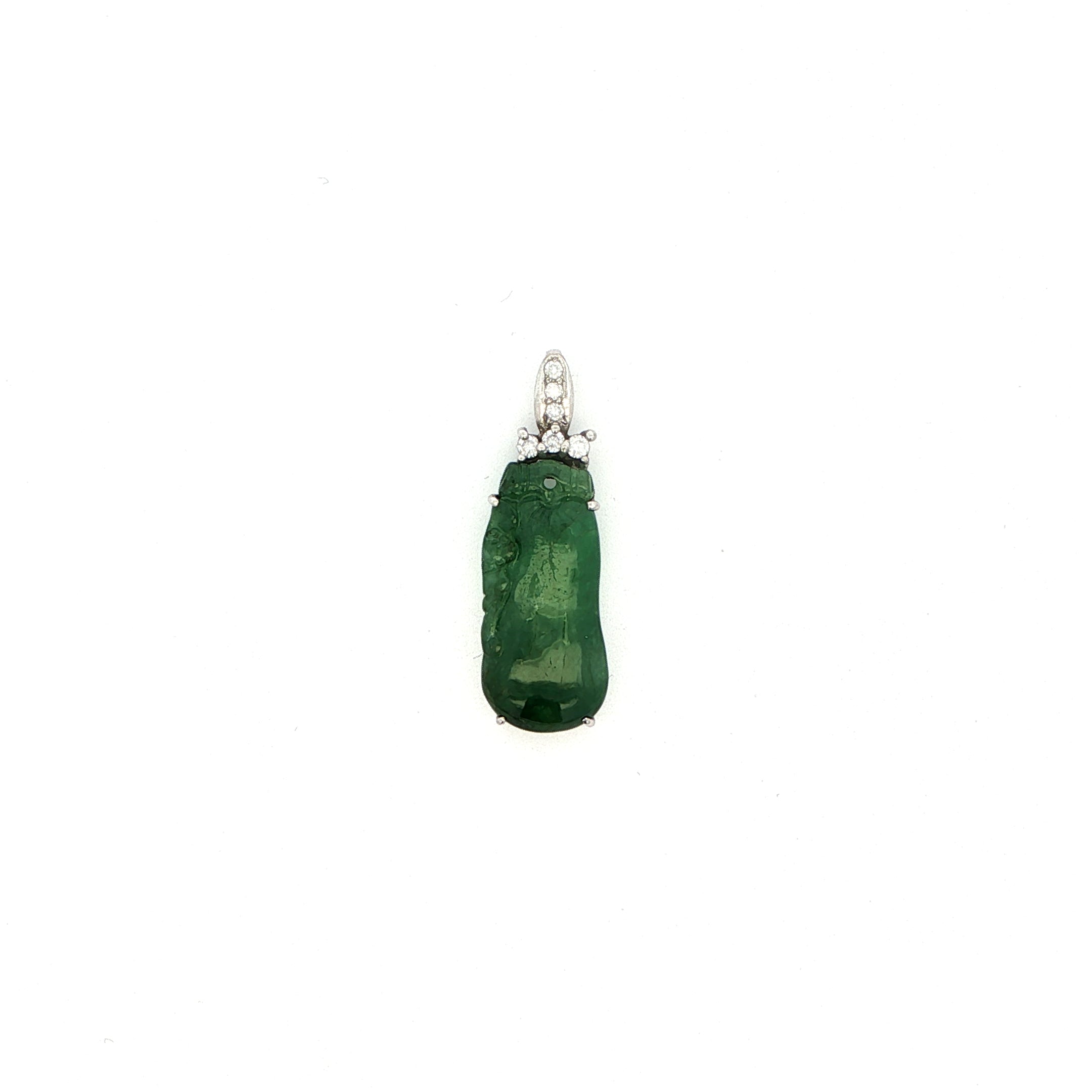 Irregular Jade Pendant in White Gold Setting | Just Gold Jewellery Sydney